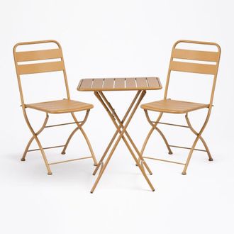 Sklum Sklum - Set aus Klapptisch (60 x 60 cm) & 2 Klappst&uuml;hle Janti Senfgelb