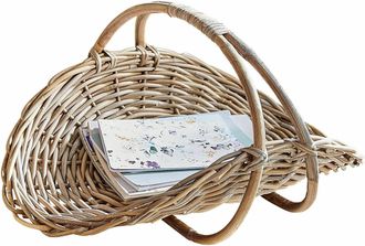 Loberon Korb Drillaux, Naturbelassen, Robuster Tragegriff, für Blumen, Zeitschriften & mehr, Rustikale Eleganz, Aufbewahrung, Ordnungshelfer, Rattan, braun