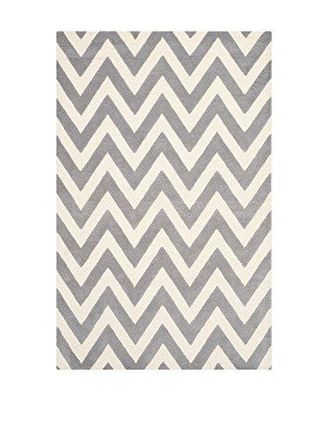 Safavieh Modern Teppich für Wohnzimmer, Esszimmer, Schlafzimmer - Cambridge Collection, Kurzer Flor, Silber und Elfenbein, 122 X 183 cm