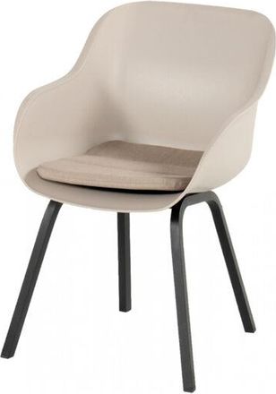 Hartman Le Soleil Element Dining Stuhl taupe mit schwarzem Gestell inkl. seaqual Sitzkissen taupe - Hartman