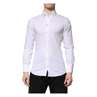 Dolce & Gabbana Wei&szlig;es Gold Langarm Formelles Hemd - - Shirts - Herren - Wei&szlig; - S
