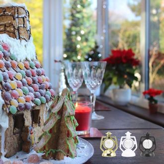 Soimiss 36 St&uuml;ck Kleiner Hauslaternen Miniatur Ornamente Weihnachtsdeko Schwarz Wei&szlig; Gold Mikrolandschaftsdekor Tischdekoration