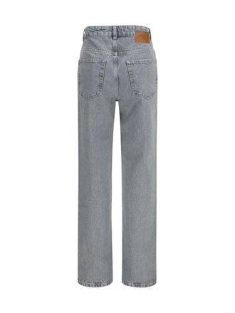 Ganni Rigid Denim Cuffed Jeans - Gray