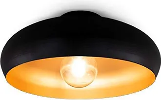 B.K.Licht plafonnier noir doré design rétro, éclairage plafond vintage, Ø395mm, pour ampoule LED ou halogène E27, ampoule non incluse