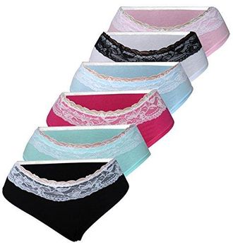 PiriModa Lot de 6 culottes hipster en coton pour femme - Multicolore - 38