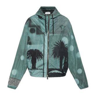 Versace Homme, Vestes, Vert, Taille: L Coupe-vent en nylon imprim&eacute;