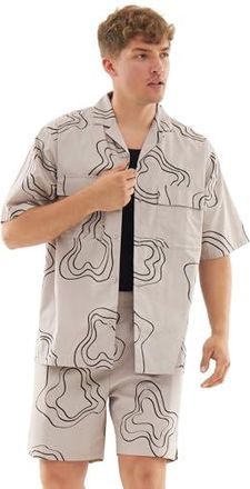 Johnny Urban Chemise à Manches Courtes Homme Beige - Spencer - Chemise Oversize Imprimée - Casual Shirt pour Été, Plage, Festivals - 100% Coton - Vêtements légers 