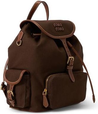 Miu Miu Sac &agrave; dos en toile et cuir
