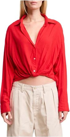 Denimist Femme, Blouses et Chemises, Rouge, Taille: 38 FR Chemise de plage fine &agrave; devant torsad&eacute;