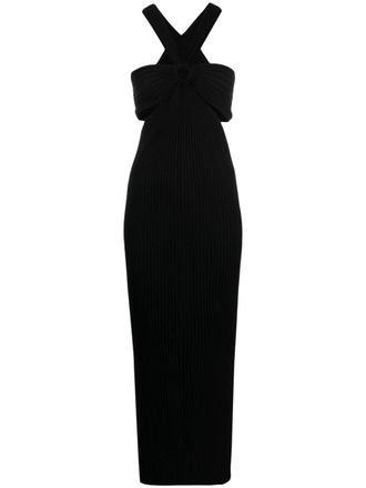 BA&SH Maxikleid aus geripptem Strick - Schwarz