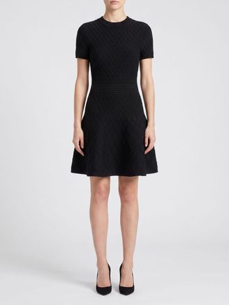 Balmain Rundhals-Minikleid aus schwarzem Stretch-Viskose mit kurzen &Auml;rmeln