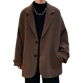 Generic Blazers d&eacute;contract&eacute;s pour homme - Manteau de sport d&eacute;contract&eacute; - Style d&eacute;contract&eacute; - Deux boutons - Vestes de costume confortables, marron, XXL