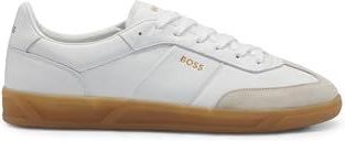 BOSS Hommes Brandon Tenn Baskets en Cuir et Cuir su&eacute;d&eacute; avec Logos emboss&eacute;s