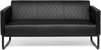 hjh OFFICE Lounge-Sofa 3-Sitzer Aruba Black Kunstleder Polstersofa Couch modern mit Metallgestell, 159 x 78 x 71 cm, Schwarz