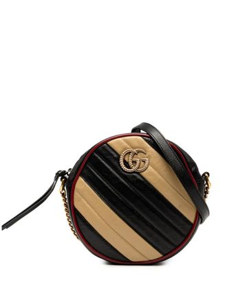 Gucci mini sac &agrave; bandouli&egrave;re en cuir &agrave; motif GG Marmont (2016-2025) - Noir