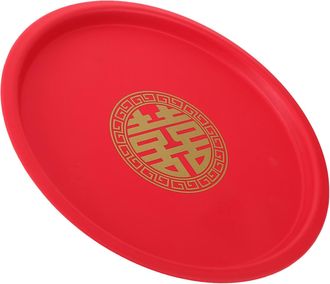 Cabilock Serviertablett Kunststoff Rund Klein Chinesischer Hochzeits Snackteller mit Farbintensivem Muster Bruchfestes Bonboniere Tablett f&uuml;r Obst S&uuml;&szlig;igkeiten 