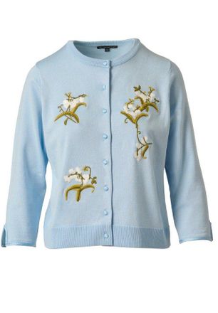 Adrianna Papell Strickjacke Embroidered Crew Neck Cardigan Charmanter Cardigan im Vintage-Stil