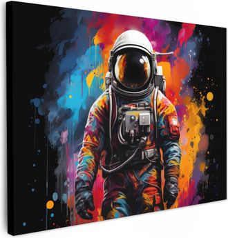 MuchoWow © Bilder 70x50 cm Wohnzimmer Deko Modern Wandbild Foto auf Leinwand Bild Schlafzimmer Room Decor Geschenke Banksy - Street Pop Art - Astronaut - Graff