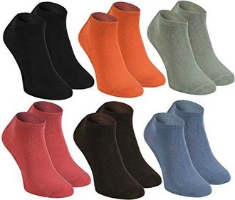 Rainbow Socks Femme Homme Socquettes Courtes en Bambou - Noir, et Vert Olive, Brun, Jeans, Orange - Taille EU 36/38