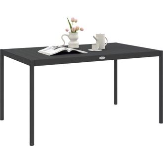 OUTSUNNY Gartentisch, Esstisch f&uuml;r 6 Personen, Terrassentisch, Balkontisch aus Alu, Dunkelgrau, 145 x 90 x 74 cm - Outsunny