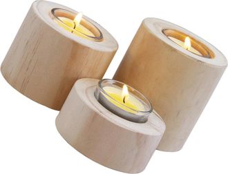 Cabilock 3st&uuml;cke Holz Kerzenst&auml;nder Holz Kerzen Stand Leuchter Abendessen Leuchter F&uuml;r Candlelight Dinner Heimdekoration Wohnzimmer Schlafzimmer Tischdekoratio