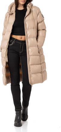 Cipo & Baxx Damen Mantel WM137 Beige - Modische Winterjacke mit warmem Futter, figurbetontem Schnitt und funktionalen Details f&uuml;r kalte Tage und stilvolle Outfits