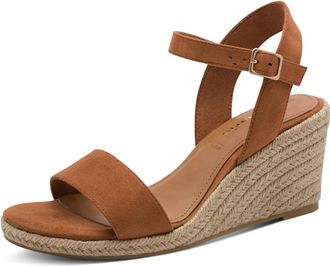 Tamaris Damen Sandalette mit Keilabsatz, braun, 41 EU