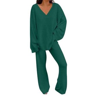 Generic Ensemble cardigan &agrave; manches longues pour femme - Ensemble de jogging pour femme - Pantalon de surv&ecirc;tement pour femme, Vert, XXXL