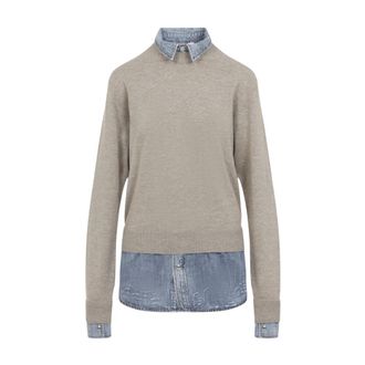 Acne Studios Layered Wool Sweater - - Knitwear - Damen - Beige - M