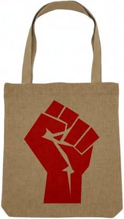 Fabulous Sac Shopping Tote Bag Aspect Lin - Poing Serre Resistance Militant Parti Communiste Anarchiste - Sac de Courses Toile Epaisse 360g Beige Naturel Cabas