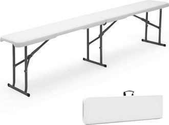 Sekey Kunststoff Klappbank Bierbank 182 x 28 x 43 cm, Faltbar Biergarten Campingbank Gartenbank Klappbar Bierb&auml;nke Sitzbank bis 300kg Belastbar, Wei&szlig;