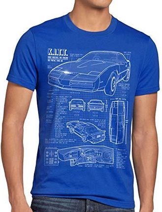 style3 K.I.T.T. T-Shirt Homme Dessin Bleu Michael Knight 2000 Black Rider, Taille:XXL, Couleur:Bleu
