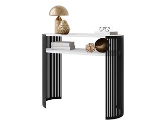 Mirjan24 Konsolentisch Fahugin, Flurtisch, Eingangsbereich, Dekotisch, Konsole, Sideboard, Beistelltisch (Arktisches Weiß, Schwarz)