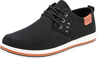 Generic Chaussures de sport en toile pour homme - Extra larges - Chaussures d&eacute;t&eacute; &agrave; lacets - Chaussures de marche &agrave; fond plat - Baskets basses d&eacute;contract&eacute;es re