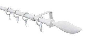 Gardinia Gardinenstangen-Set Flame, Vorhangstange ausziehbar, Komplettstilgarnitur inkl. Befestigungsmaterial, Ø 16/13 mm, Metall, Weiß, 130-240 cm