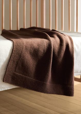 Mango Couverture enfant laine &agrave; rayures ajour&eacute;e marron - Home - 70X100cm - MANGO HOME