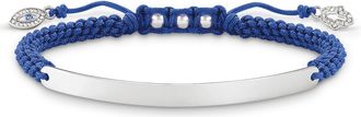 Thomas Sabo Thomas Sabo Damen-Armband Love Bridge 925 Sterling Silber Nylon Zirkonia weiß blau Länge von 14.5 bis 21 cm Brücke 5 cm LBA0066-897-1-L21v