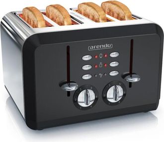 Arendo Automatik Toaster 4 Scheiben in Edelstahl - bis zu vier Sandwich und Toast-Scheiben - Br&auml;unungsgrad 1-6 - Aufw&auml;rm- und Auftaufunktion - Arendo