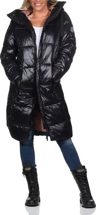 Sublevel Damen Jacke Steppmantel LSL-437 gesteppter Parka mit Kapuze Black XL