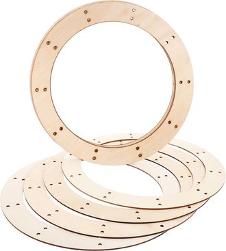 BESTOYARD 6PCS Holzkranz Rahmen Rund Beige Holz Garlandenrahmen DIY Kranz Basis F&uuml;R Weihnachten Hochzeit Und Heimdeko