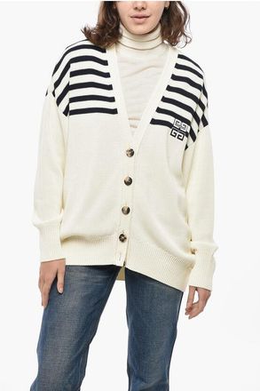 Givenchy Cotton Blend Cardigan with Striped Motif Gr&ouml;&szlig;e S