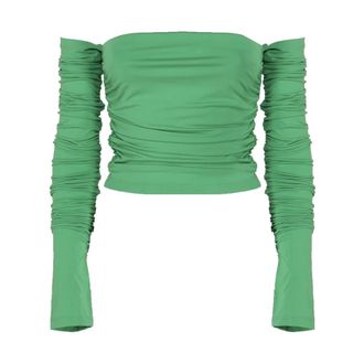 Andamane Gr&uuml;nes Drapiertes Off Shoulder Top - - Blouses & Shirts - Damen - Gr&uuml;n - L
