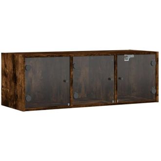 Les Tendances Armoire murale avec portes en verre chêne fumé 102x37x35