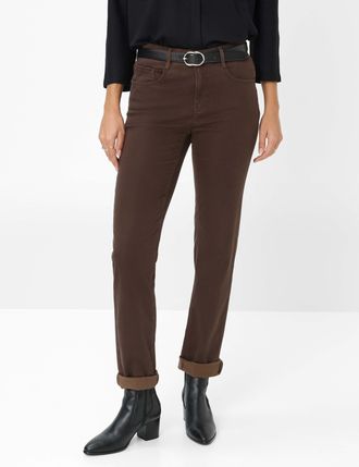 Brax 5-Pocket-Hose BRAX Style CAROLA, Damen, Gr. 38K (19), Kurzgr&ouml;&szlig;en, braun (dunkelbraun), Web, 40% Lyocell, 28% Modal, 17% Baumwolle, 12% Elastomultieste