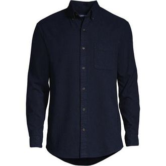 Lands End Flanellhemd, Classic Fit, Herren, Größe:60 regular, Blau, Baumwolle, by Lands End