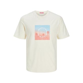 Jack & Jones Herren Joraruba Sunset Branding Tee Ss C.n T-Shirt, Buttercream, L
