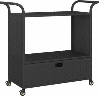 vidaXL Vidaxl - Chariot de bar avec tiroir Noir 100x45x97 cm R&eacute;sine tress&eacute;e