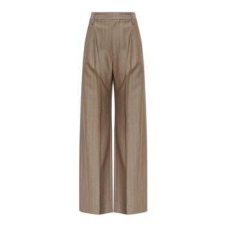 Victoria Beckham Femme, Pantalons, Brun, Taille: 34 FR Pantalon Pliss&eacute; &agrave; Rayures