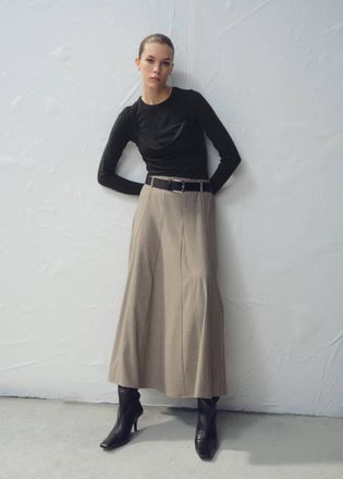 Mango T-shirt combin&eacute; drap&eacute; gris chin&eacute; fonc&eacute; - Femme - XS - MANGO