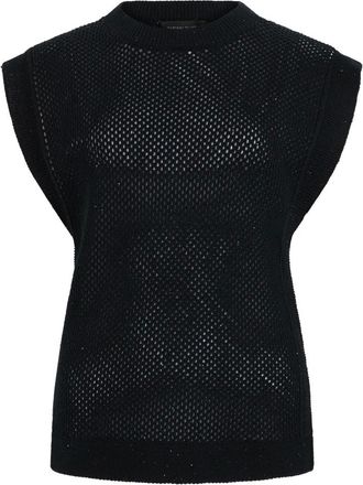 Fabiana Filippi Femme, Pulls, Noir, Taille: 36 FR Pull en Tricot &agrave; Manches Courtes